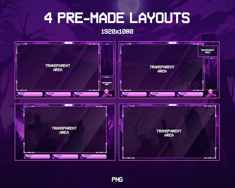 Animated Halloween Twitch Overlay Stream Package Gothic Spooky Twitch Overlay Purple Animated ...