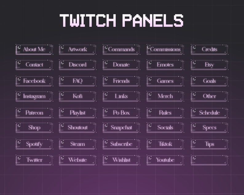Cozy Twitch Panels | 40 Panels | Custom Twitch Panels | Purple ...