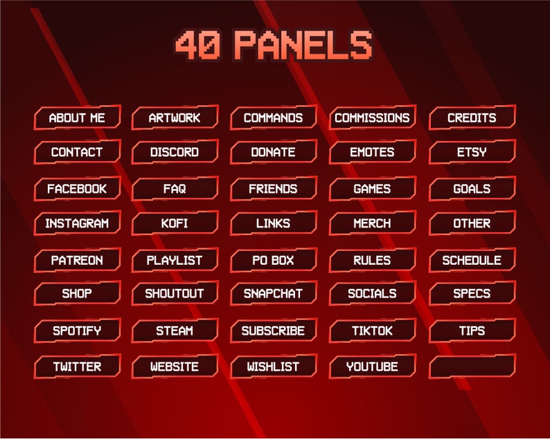 Futuristic Neon Twitch Panels | 40 Panels | Custom Twitch Panels | Red ...