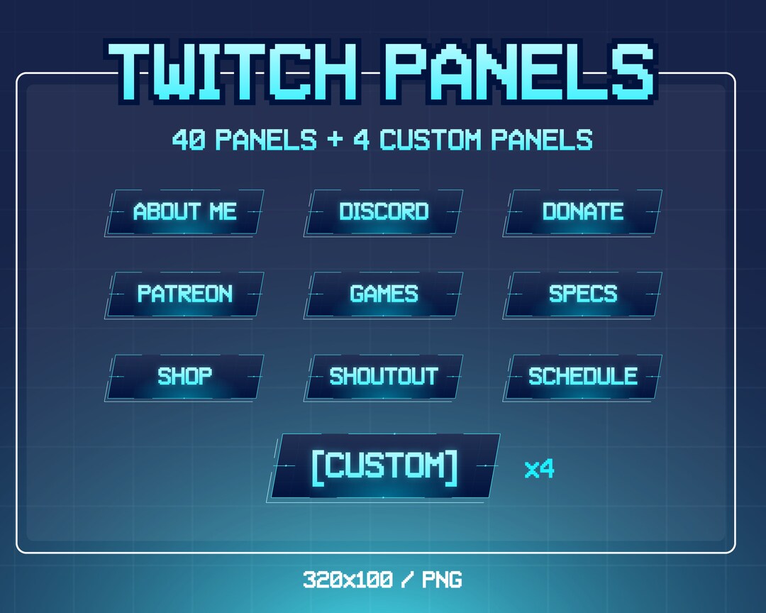 Neon Twitch Panels | 40 Panels | Custom Twitch Panels | Blue Twitch ...