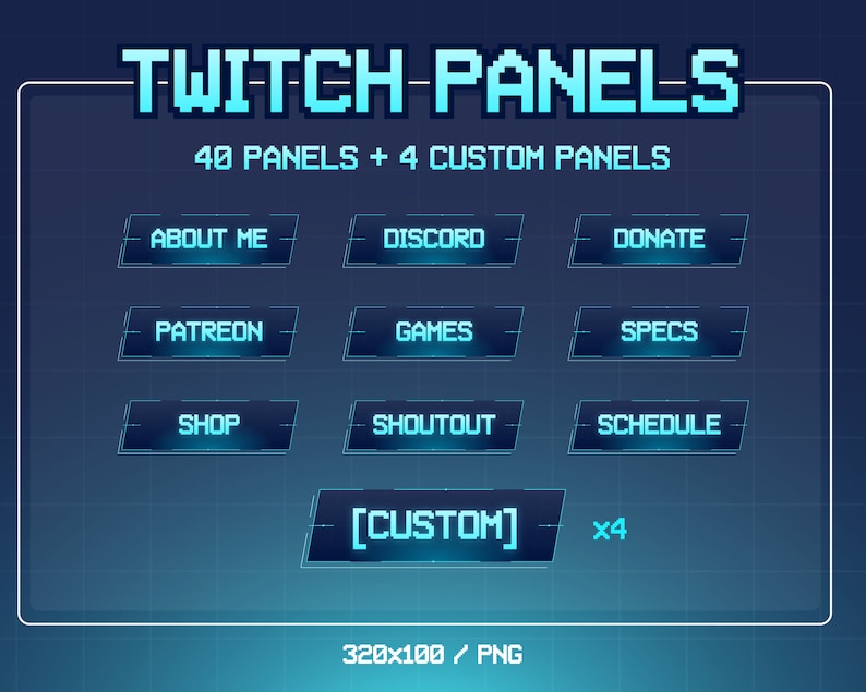 Neon Twitch Panels | 40 Panels | Custom Twitch Panels | Blue Twitch ...