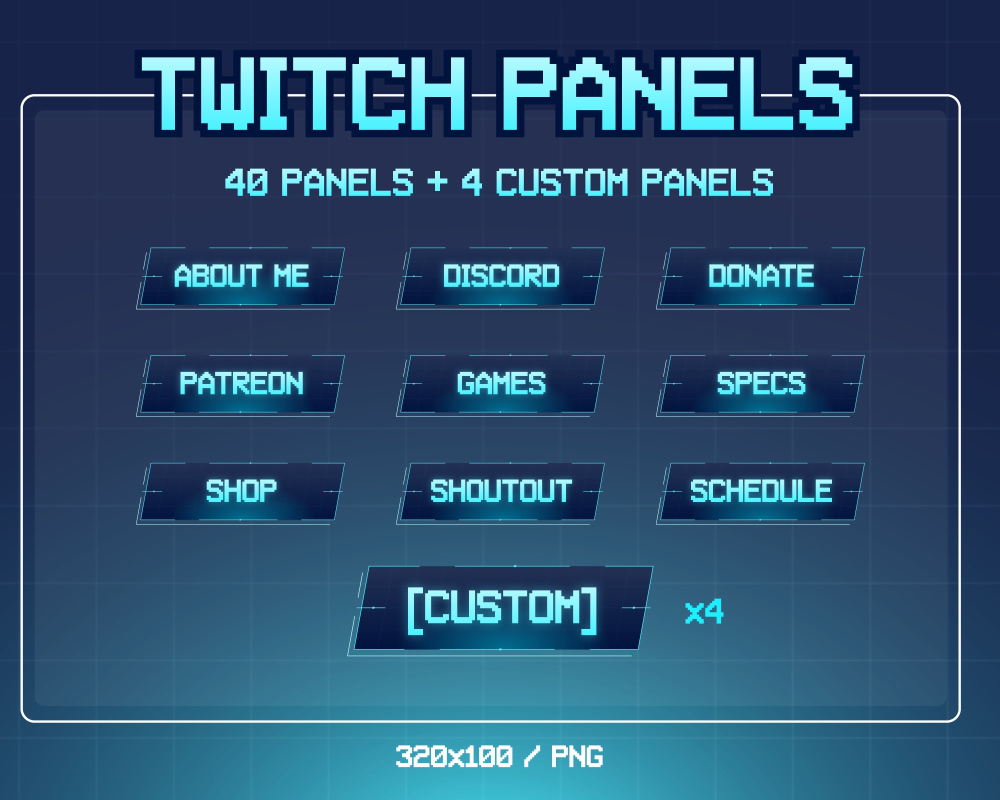 Neon Twitch Panels | 40 Panels | Custom Twitch Panels | Blue Twitch ...