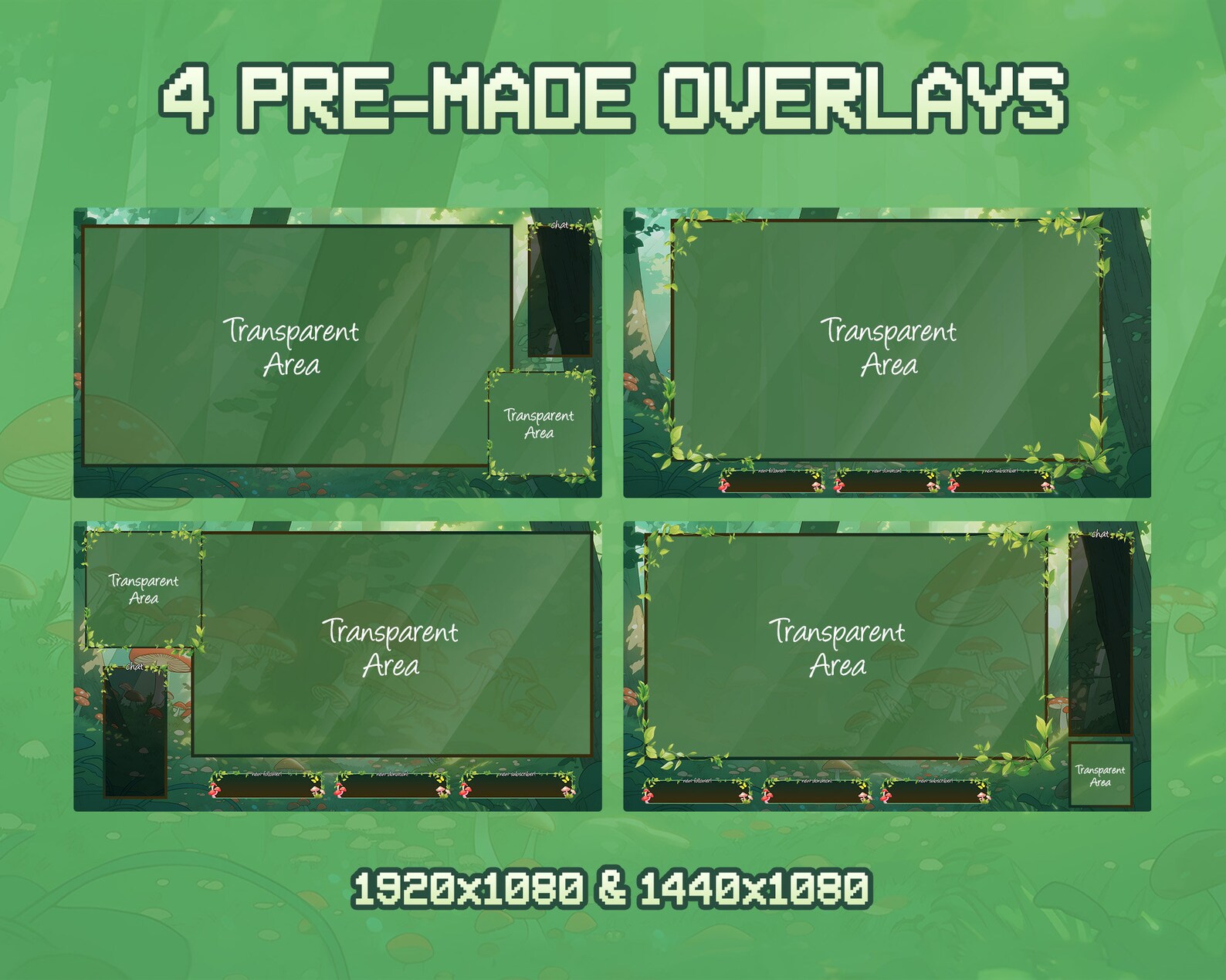 Animated Cozy Twitch Overlay Stream Package Mushroom Forest Cottagecore ...