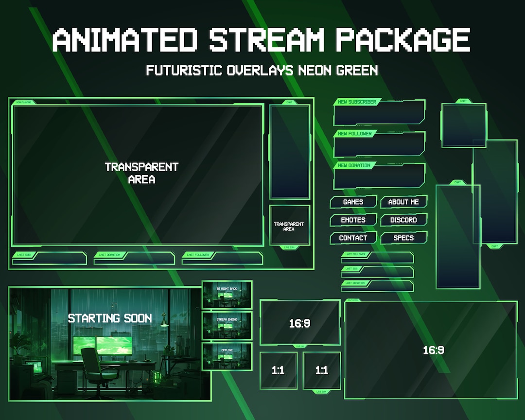 Animated Lofi Twitch Overlay Stream Package Game Room | Cool Neon ...