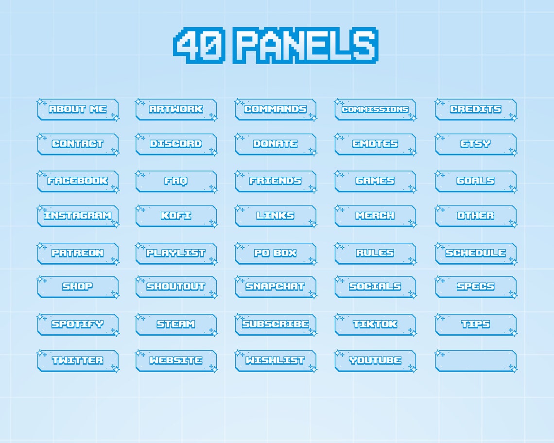 Pastel Twitch Panels | 40 Panels | Custom Twitch Panels | Green Pixel ...