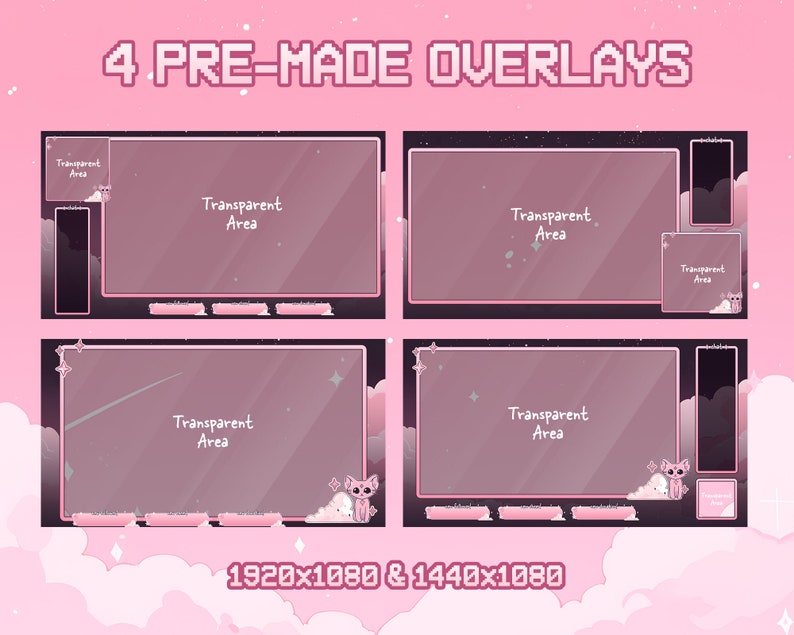 Stream Overlay Package for Twitch | Cozy Aesthetic Mystical Cat ...