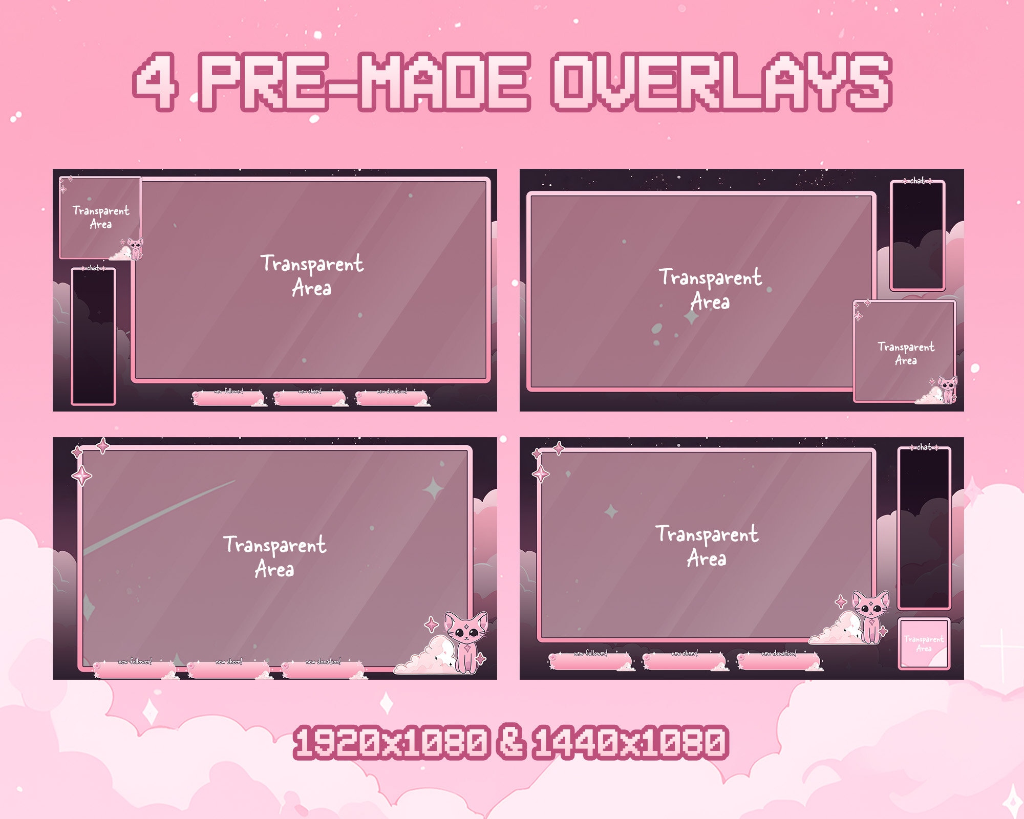 Stream Overlay Package for Twitch | Cozy Aesthetic Mystical Cat ...