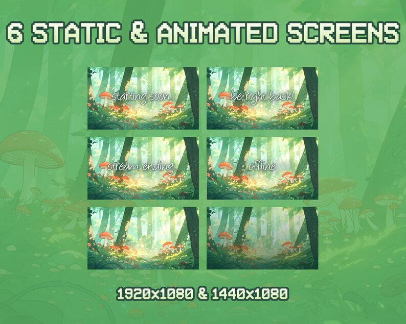 Animated Cozy Twitch Overlay Stream Package Mushroom Forest Cottagecore ...