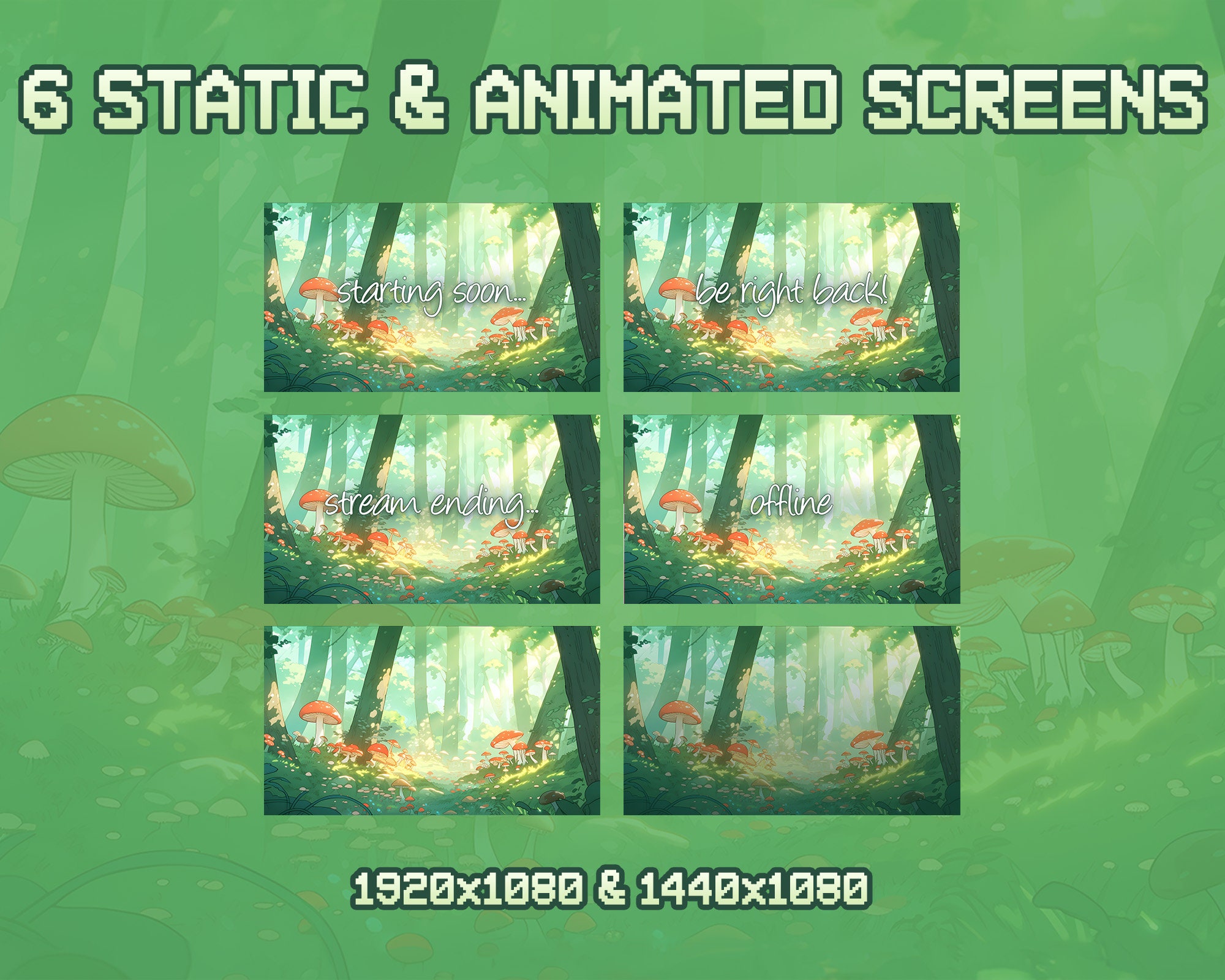 Animated Cozy Twitch Overlay Stream Package Mushroom Forest Cottagecore Twitch Chat Overlay ...