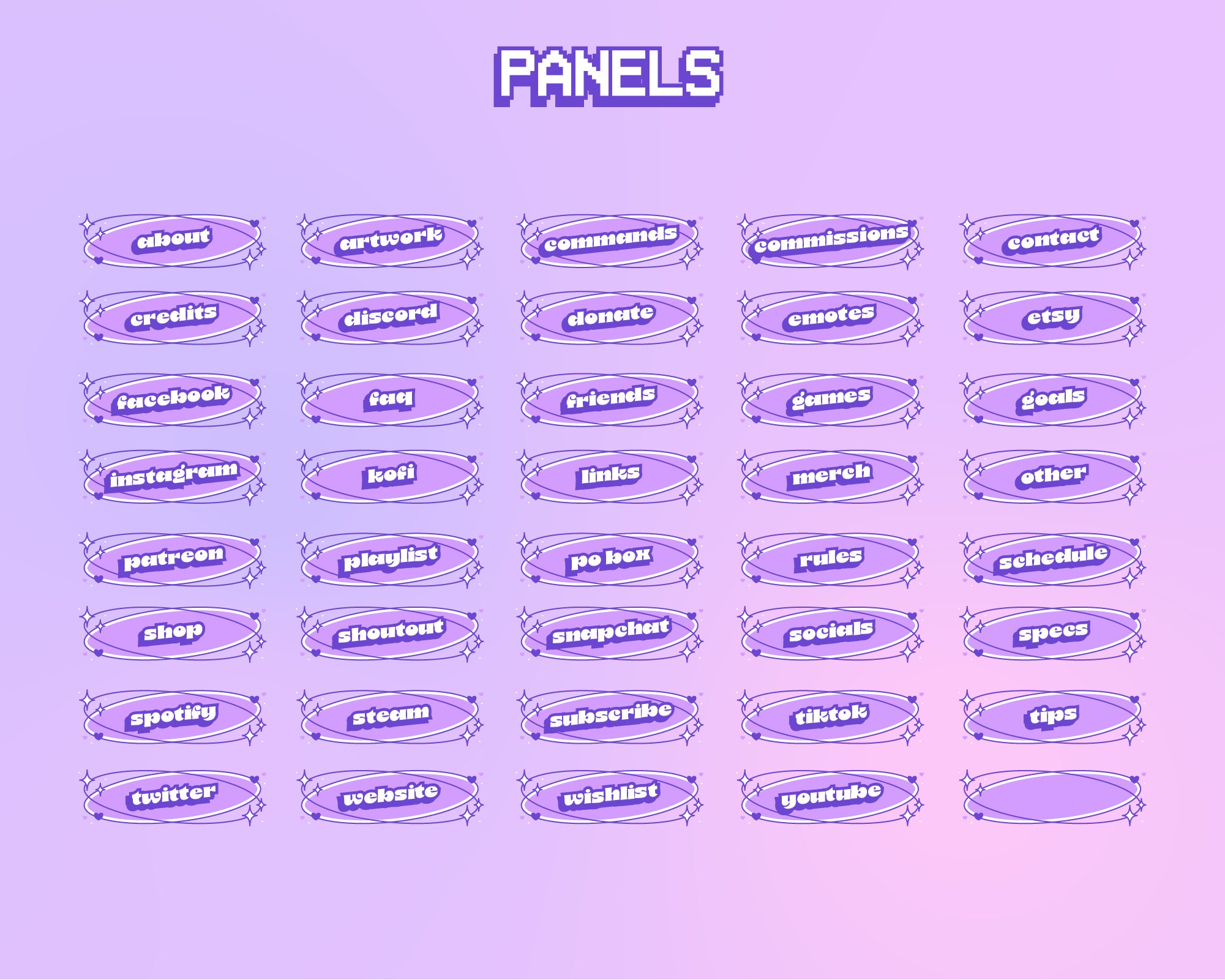 Cute Purple Twitch Panels 40 Panels Custom Twitch Panels Y2K Retro ...