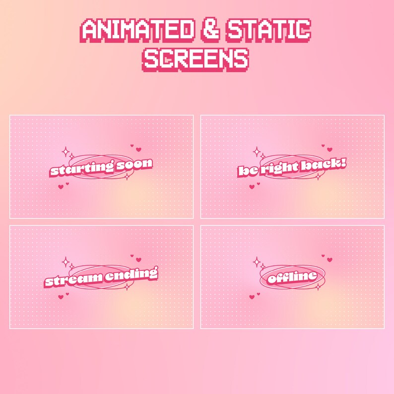 Animated Pink Twitch Overlay Stream Package Y2K Retro Aesthetic Twitch ...