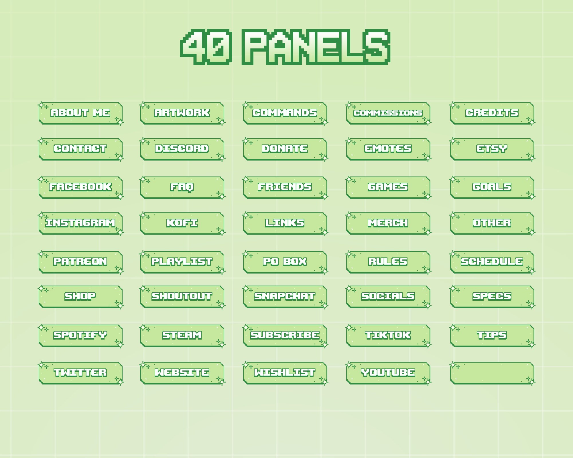 Pastel Twitch Panels | 40 Panels | Custom Twitch Panels | Green Pixel ...