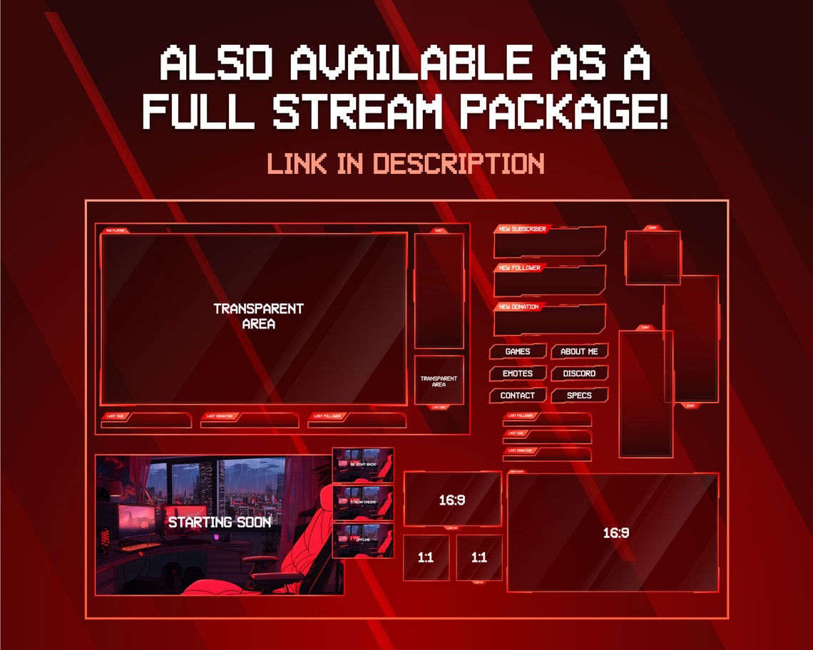 Futuristic Neon Twitch Panels 40 Panels Custom Twitch Panels Red Twitch ...