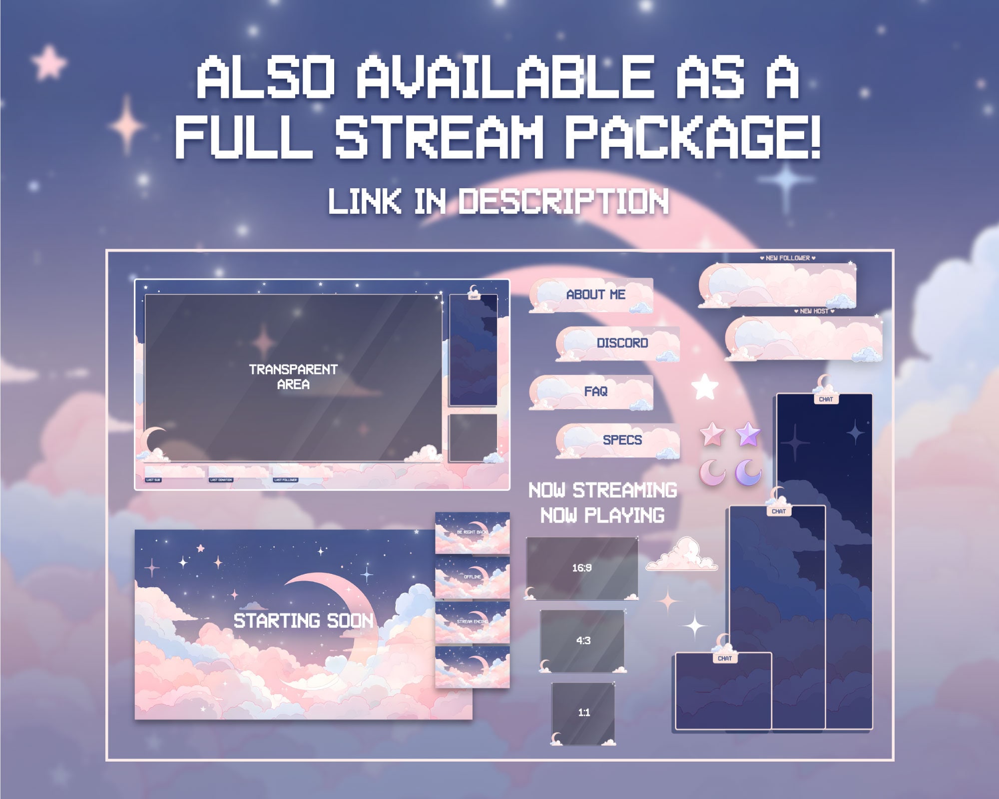 Twitch Overlay Stream Chat Box Dreamy Night Sky Twitch Overlay Pink ...