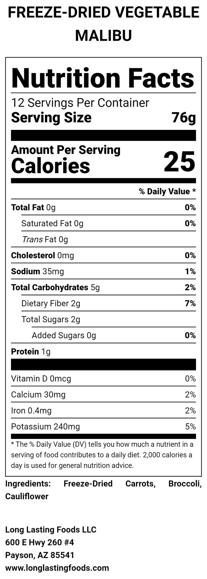 Freeze-dried Vegetable Blend - Malibu - Etsy