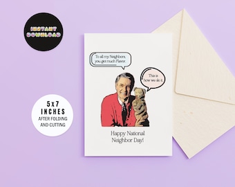 PRINTED I Smile Because You're My Neighbor 5x7 Greeting Card Funny Work ...