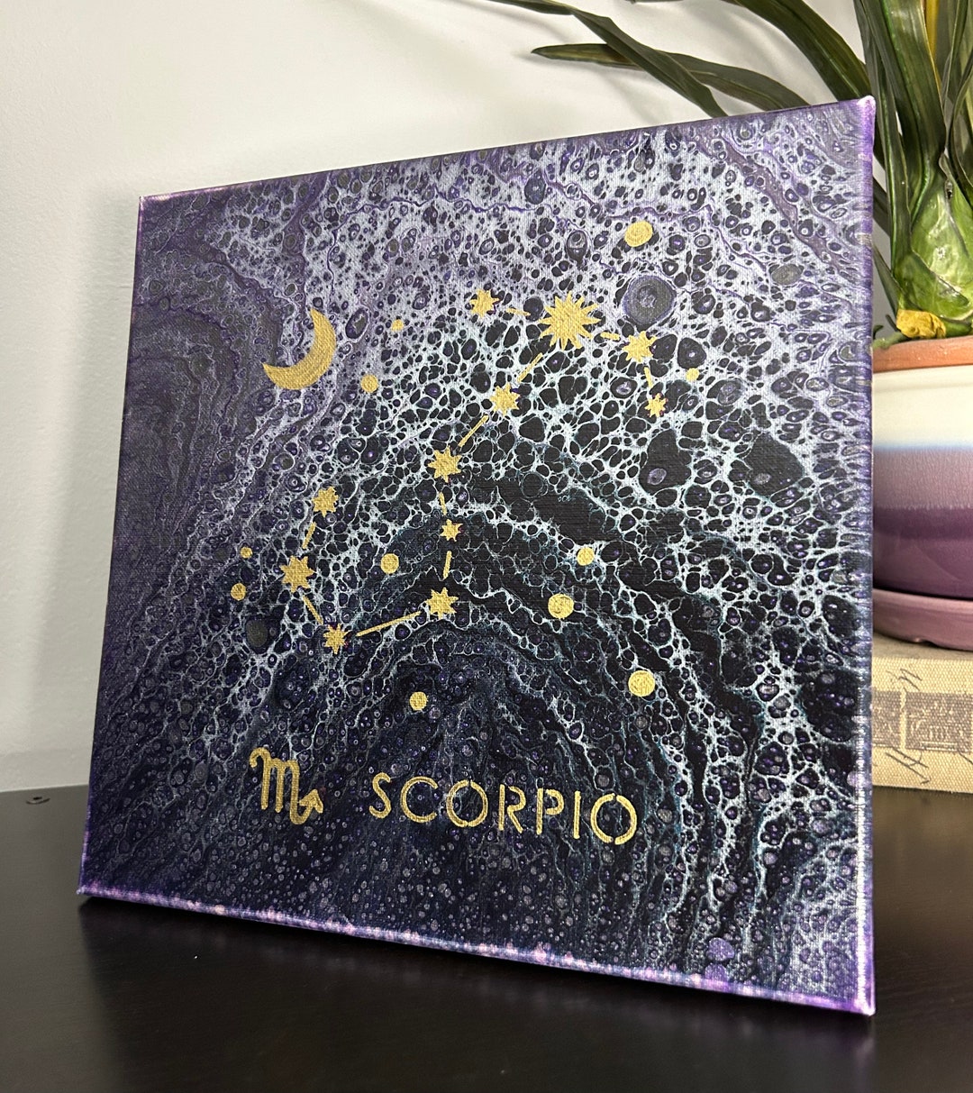 Scorpio Painting- Acrylic Pour- Zodiac Sign Painting- Star Sign ...