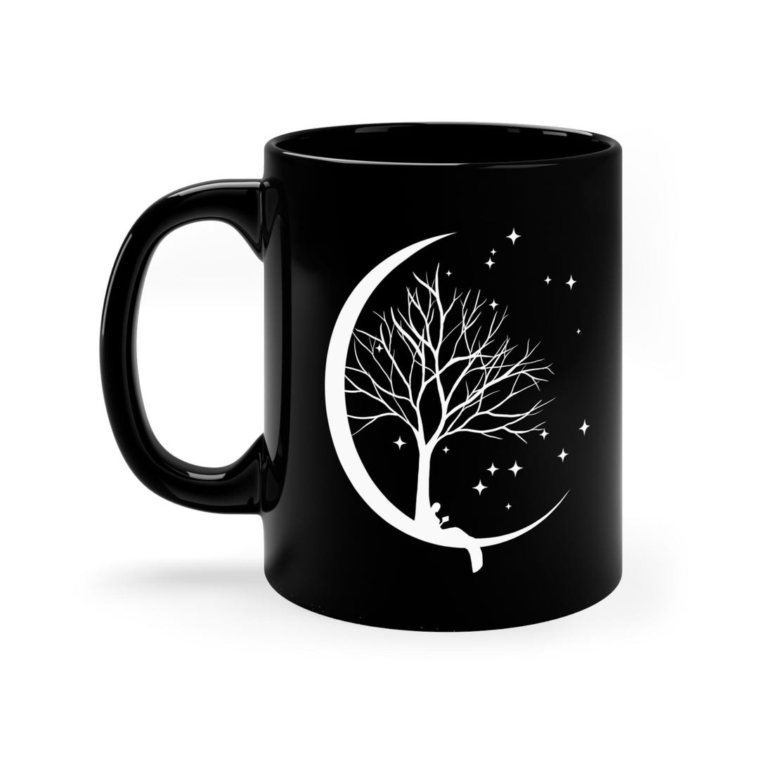 Mug, Girl on Crescent Moon Book Reader Coffee Cup, Tea Mug, Gift for ...
