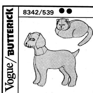 Vogue 8342 Stuffed Dog and Cat - PDF Pattern - Etsy