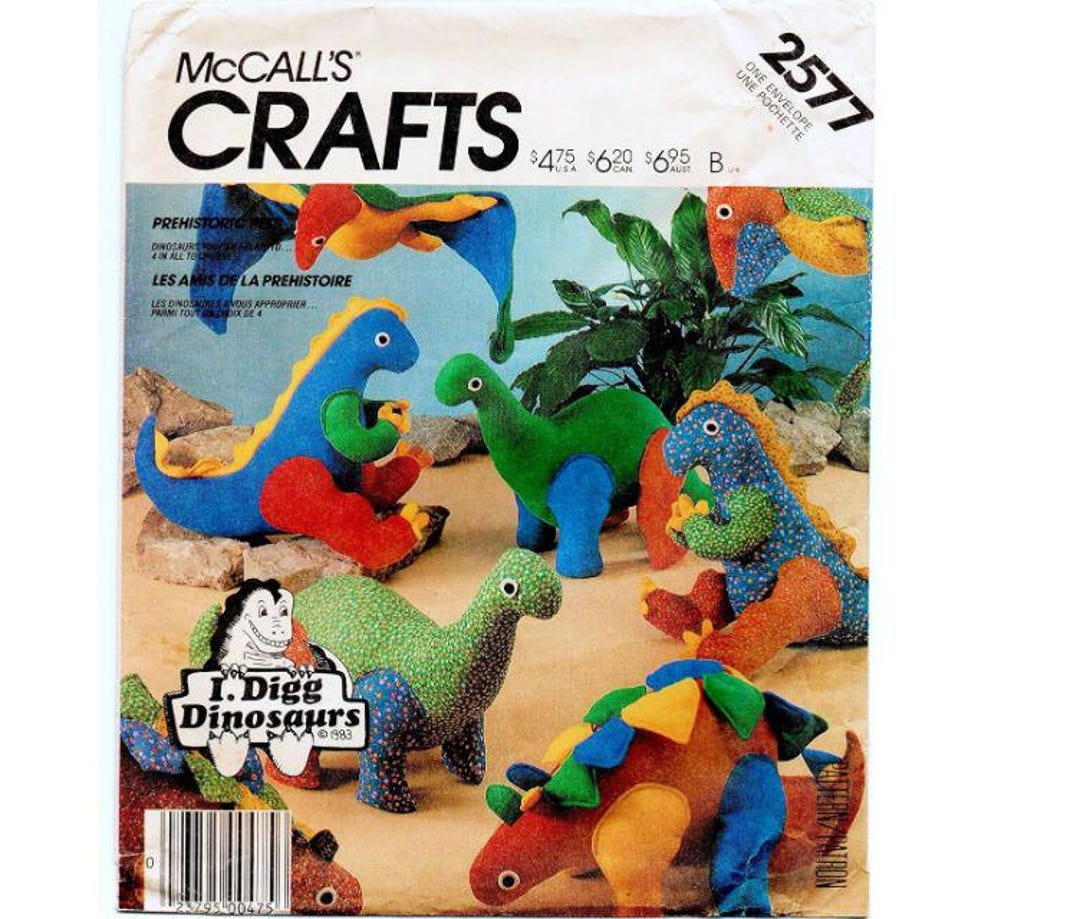 Mccall's 2577 Prehistoric Pets - 4 Toy Dinosaurs - PDF Pattern - Etsy