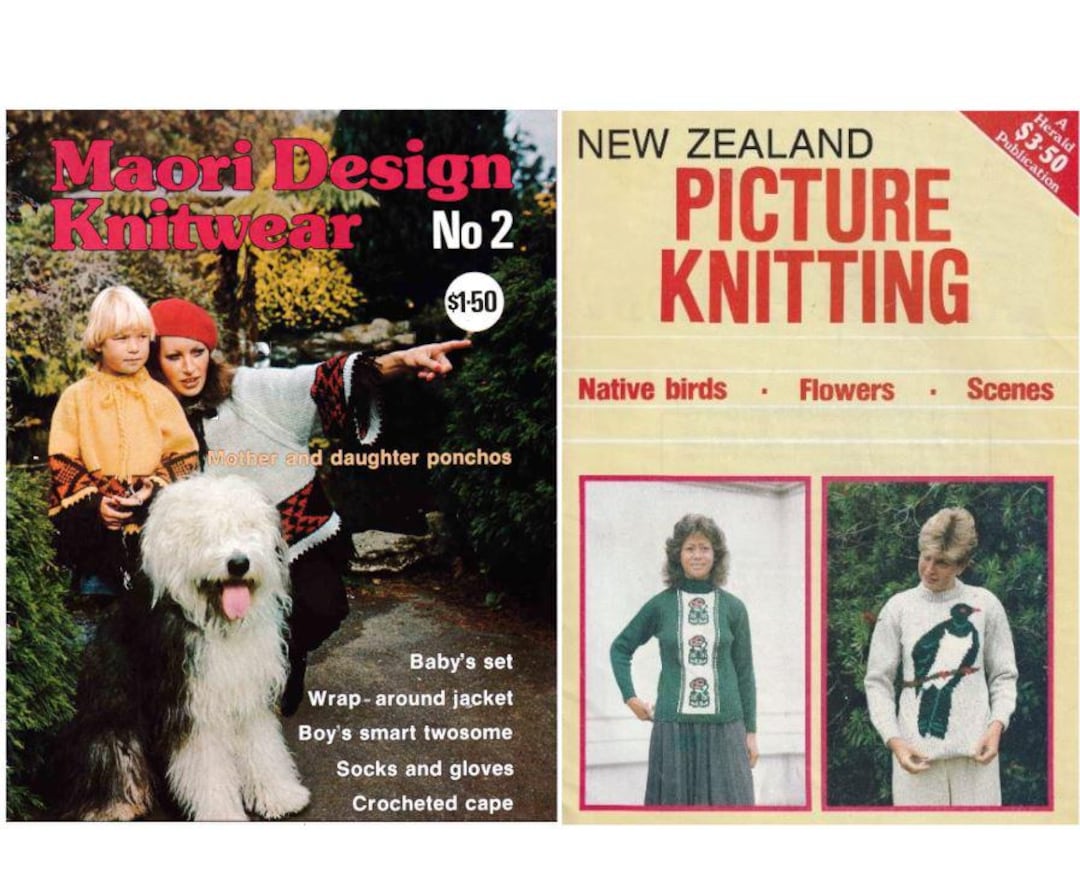 2 NZ Knitting Books - NZ Picture Knitting & Māori Design Knitwear - Etsy