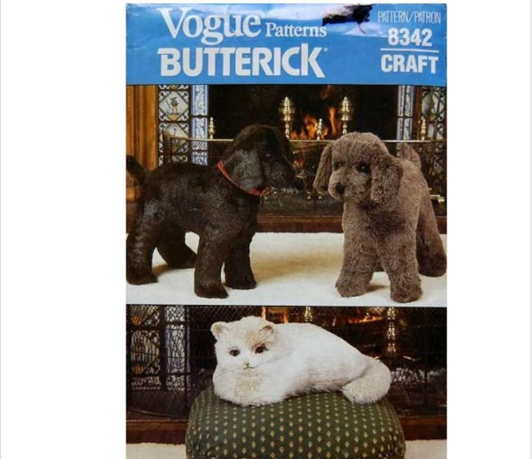 Vogue 8342 Stuffed Dog and Cat - PDF Pattern - Etsy
