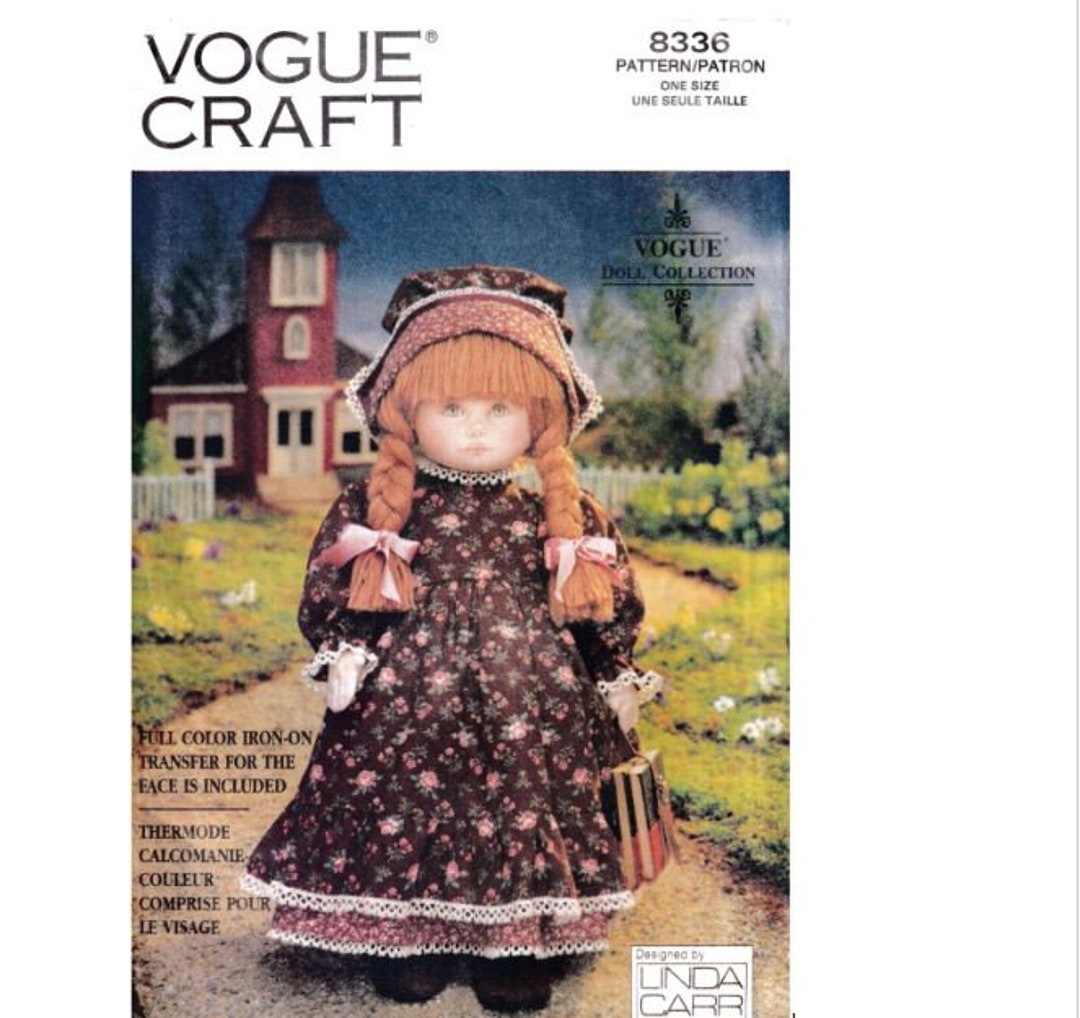 Vogue 8336 Pattern Early American Doll and Outfit Dress Bloomers Bonnet ...