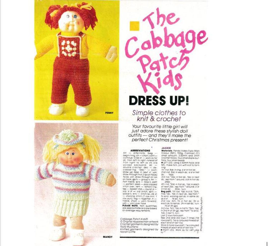 Cabbage Patch Knitting and Crochet PDF Pattern - Etsy