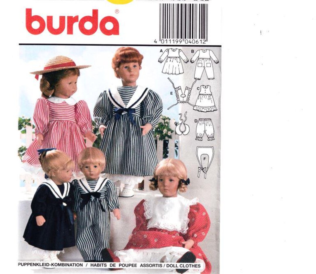 Burda 4061 - 12" to 14" Dolls PDF Pattern - Etsy