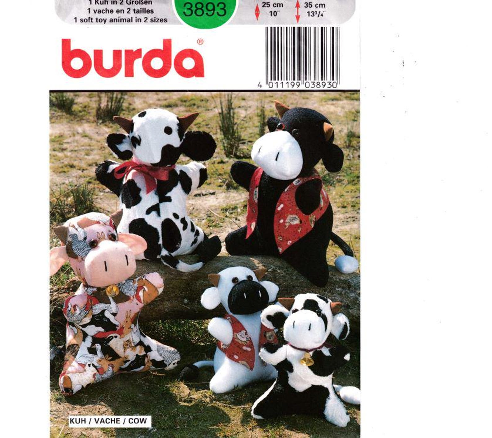 Burda 3893 - Cows in 2 Sizes - PDF Pattern - Etsy Canada