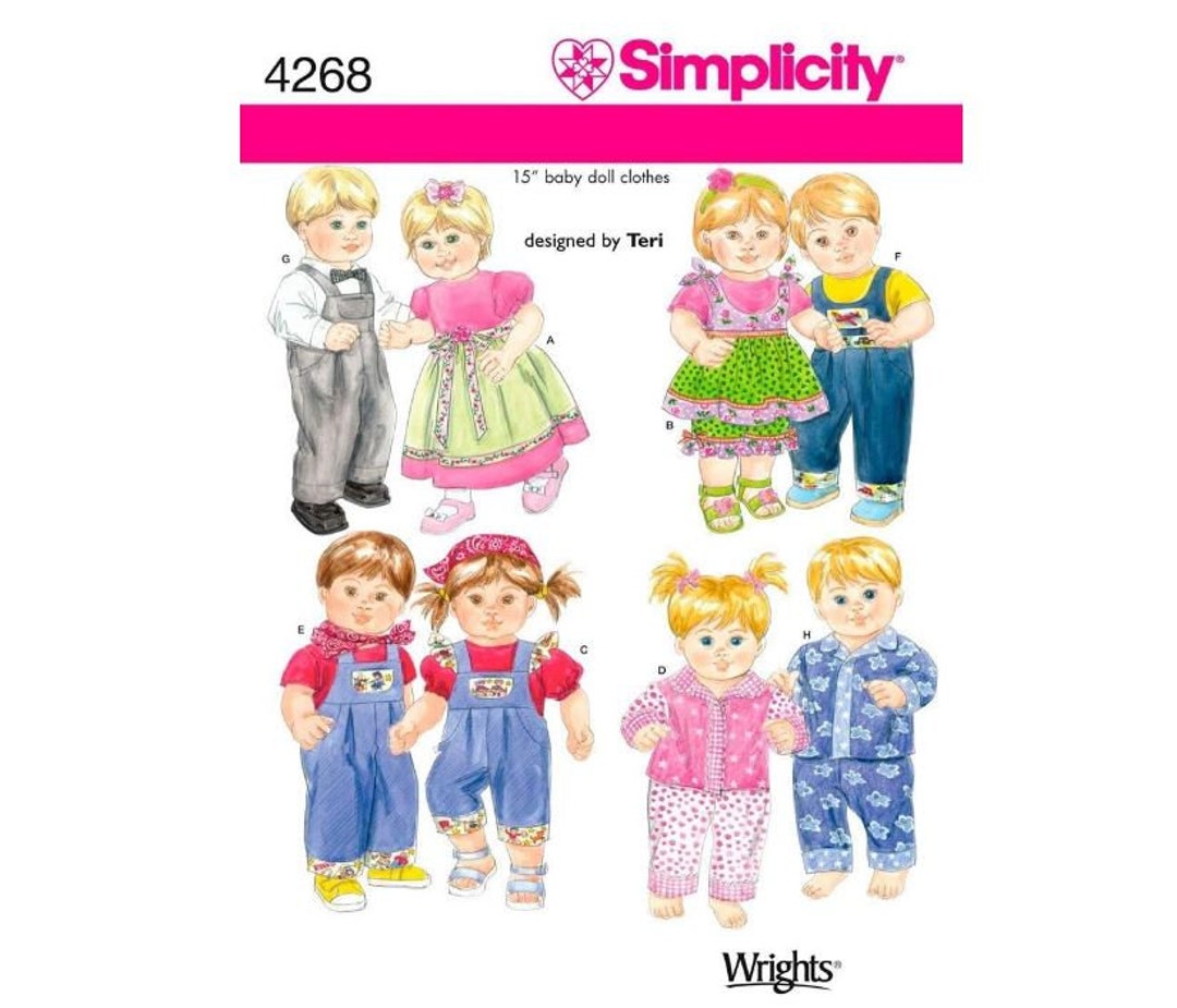 Simplicity 4268 Baby Doll Clothes Sewing Pattern for Baby Boy and Girl ...