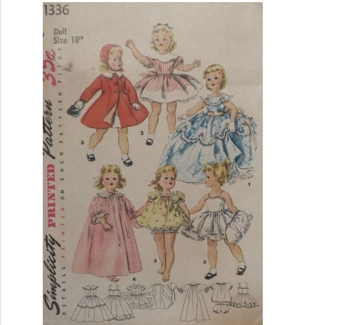 Simplicity 1336 - Vintage 18 Inch Dolls Clothes - PDF Pattern - Etsy