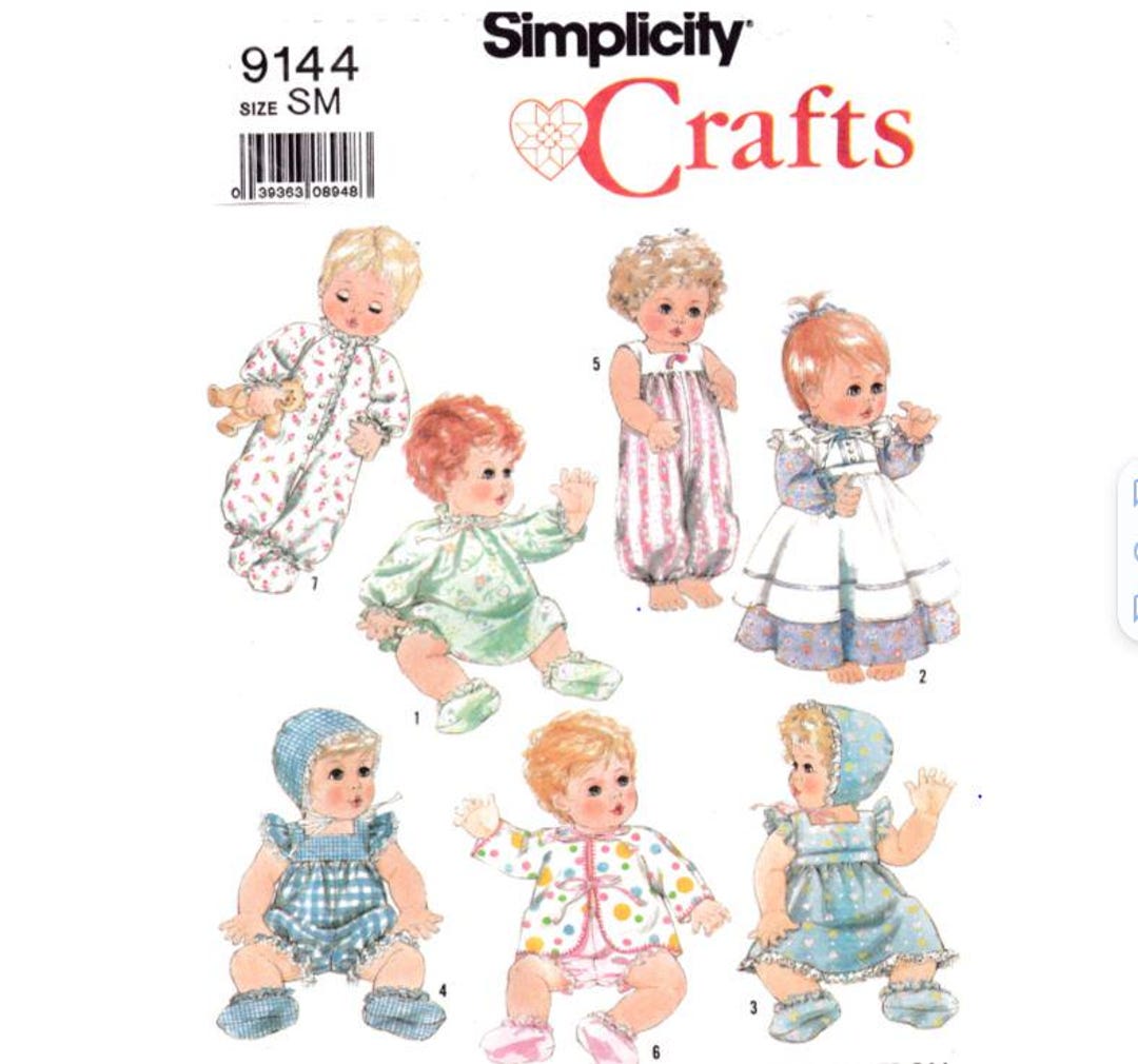 Simplicity 9144 13-14″ Baby Doll Clothes PDF Pattern - PDF - Etsy