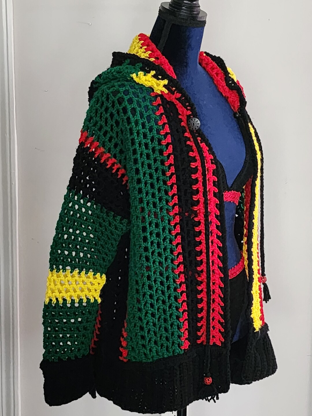 Hand Crochet Jamaican Color Coverall L/xl - Etsy