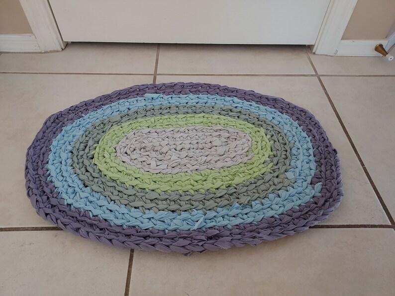 Handmade Oval Rag Rug. Beautiful Colorful Round Hand-crocheted Rug. - Etsy