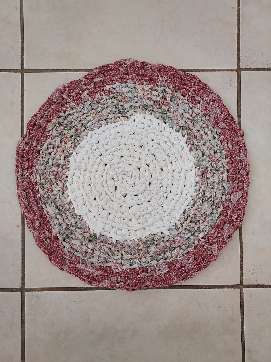 Beautiful Handmade Rag Rug. Hand Crocheted Round Circle Rag Rug. - Etsy