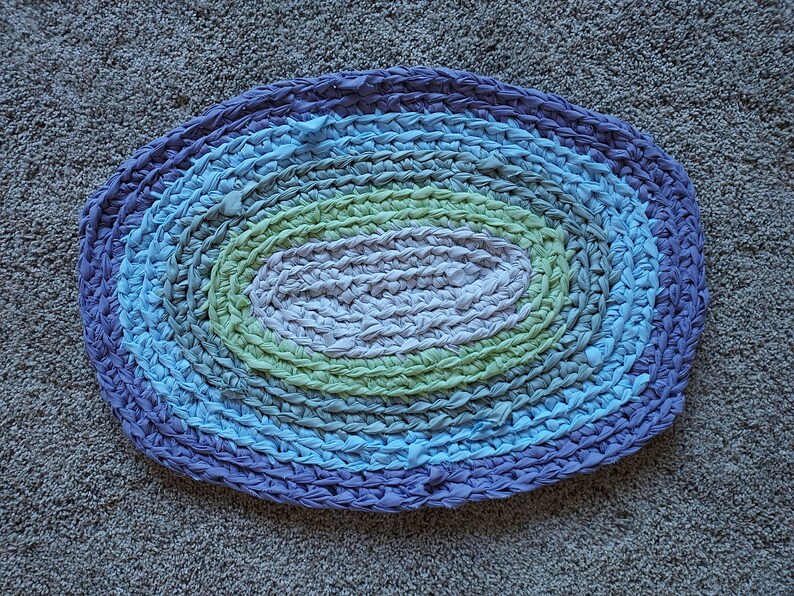 Handmade Oval Rag Rug. Beautiful Colorful Round Hand-crocheted Rug. - Etsy