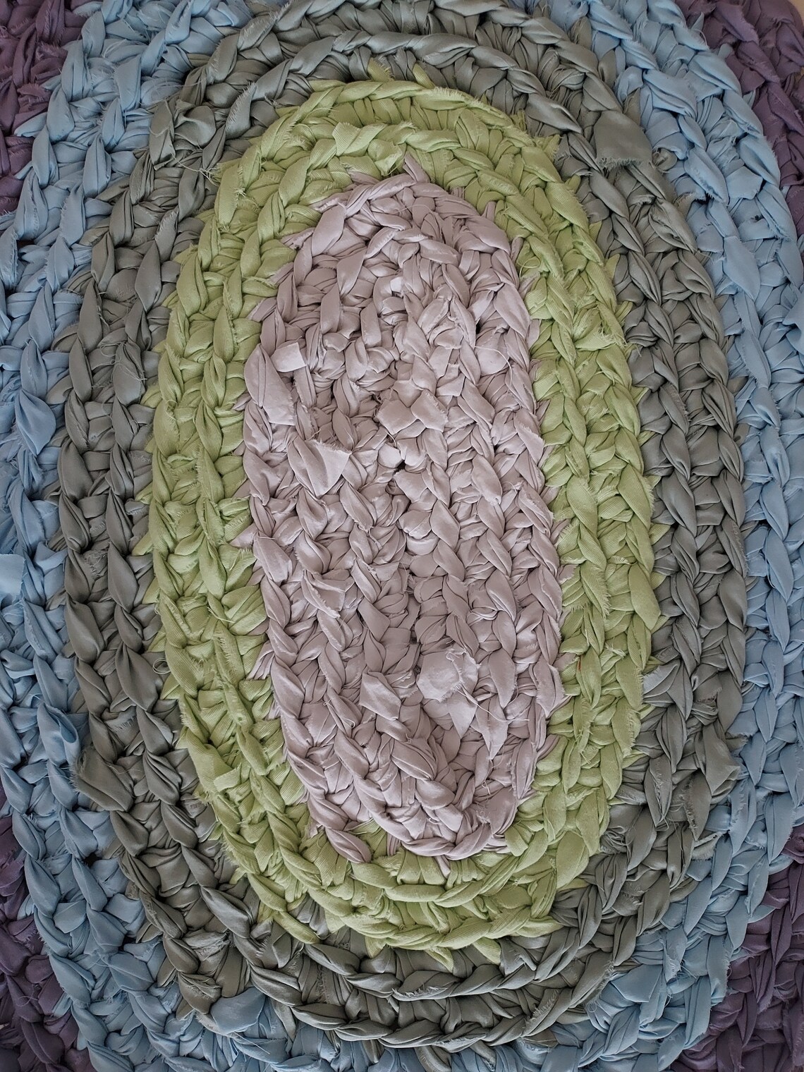 Handmade Oval Rag Rug. Beautiful Colorful Round Hand-crocheted Rug. - Etsy