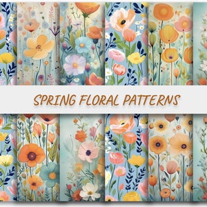 Spring Floral Digital Patterns, Scrapbook, Journal Paper, Printable for ...
