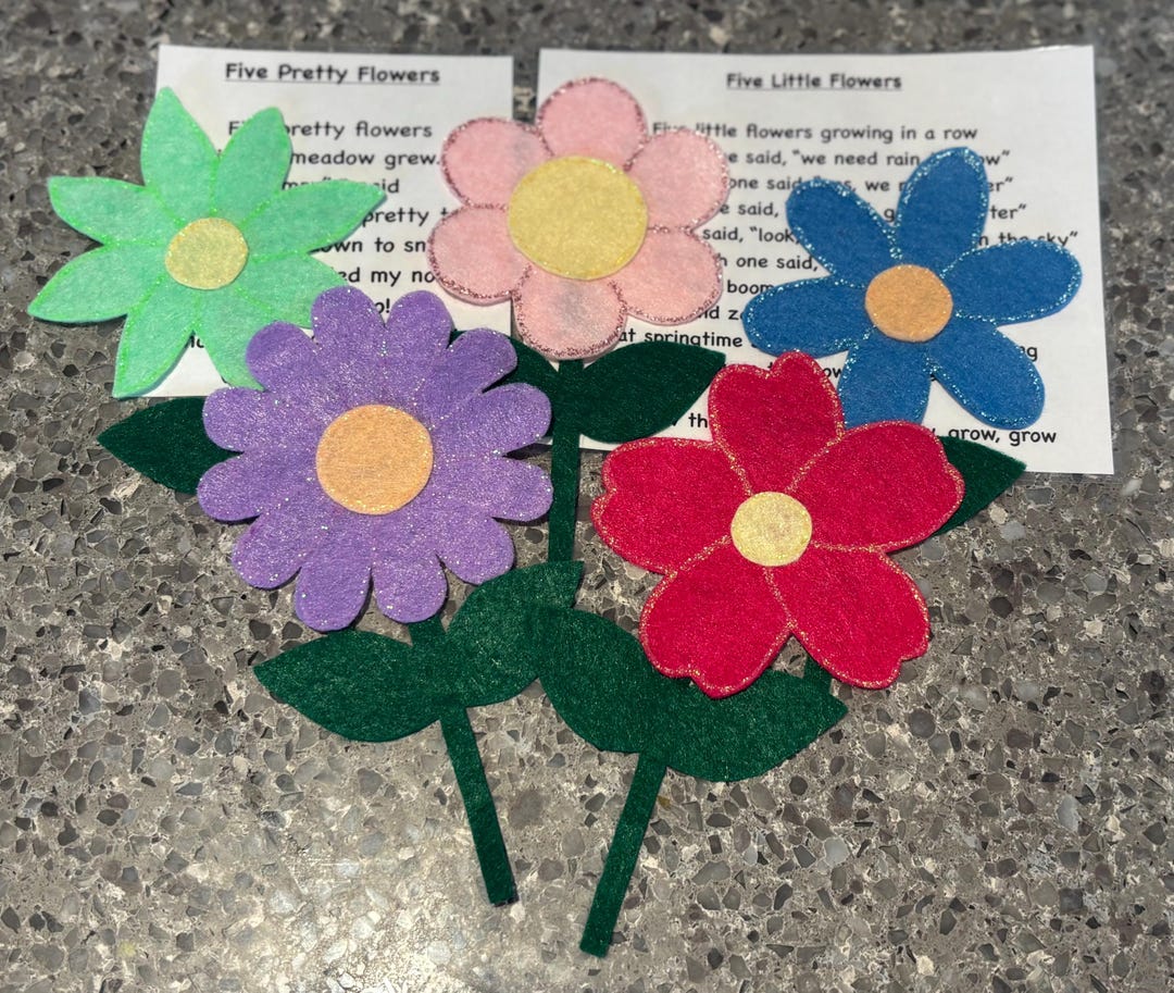 Five Little Flowers Felt Story/ Circle Time/ Spring Felt Story ...