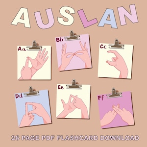 Auslan Flashcards Digital File Sign Language Education | 26 Printable ...