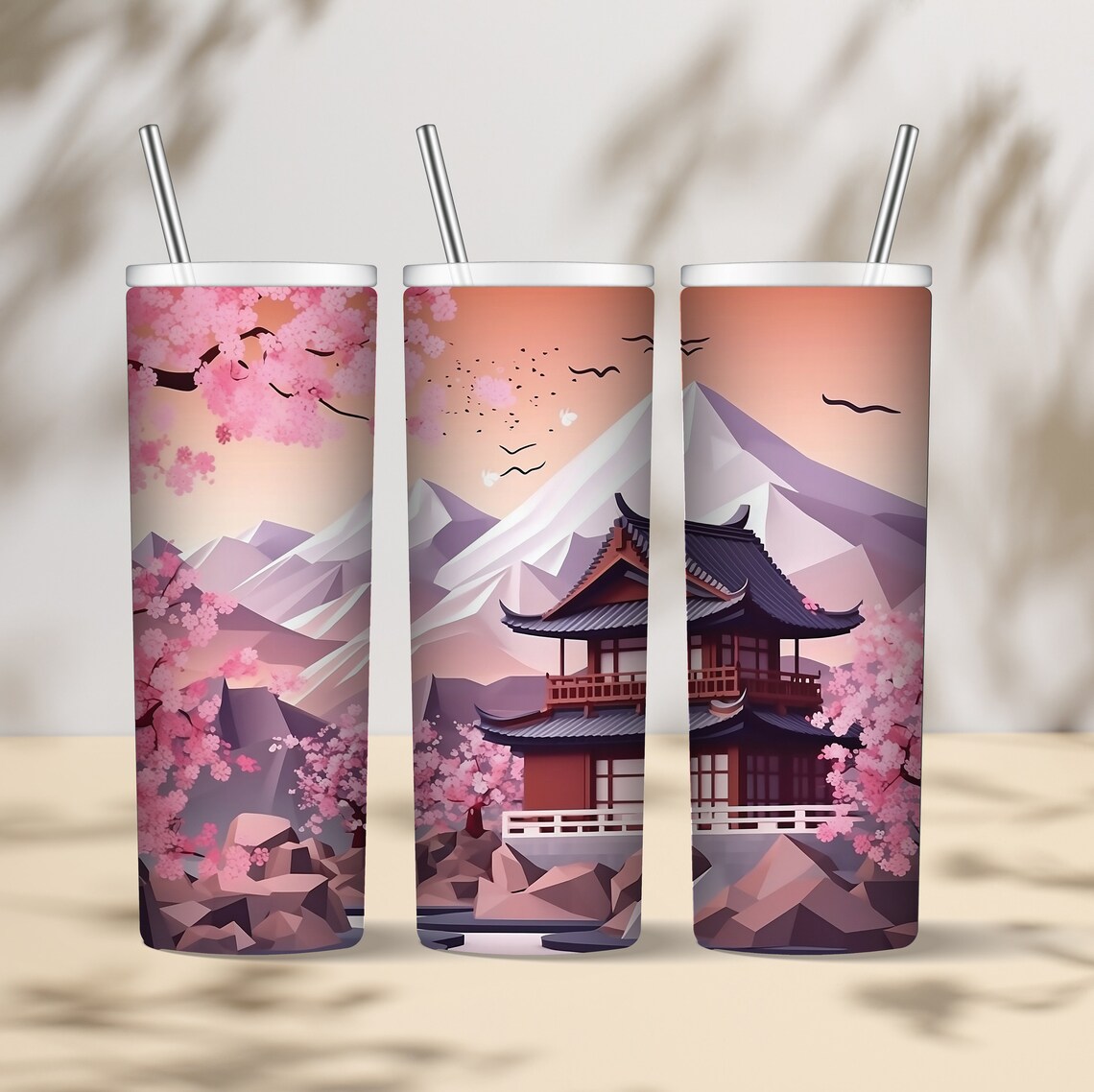 Japan Temple Fuji Tumbler Design 20 Oz Tumbler Sublimation Design ...