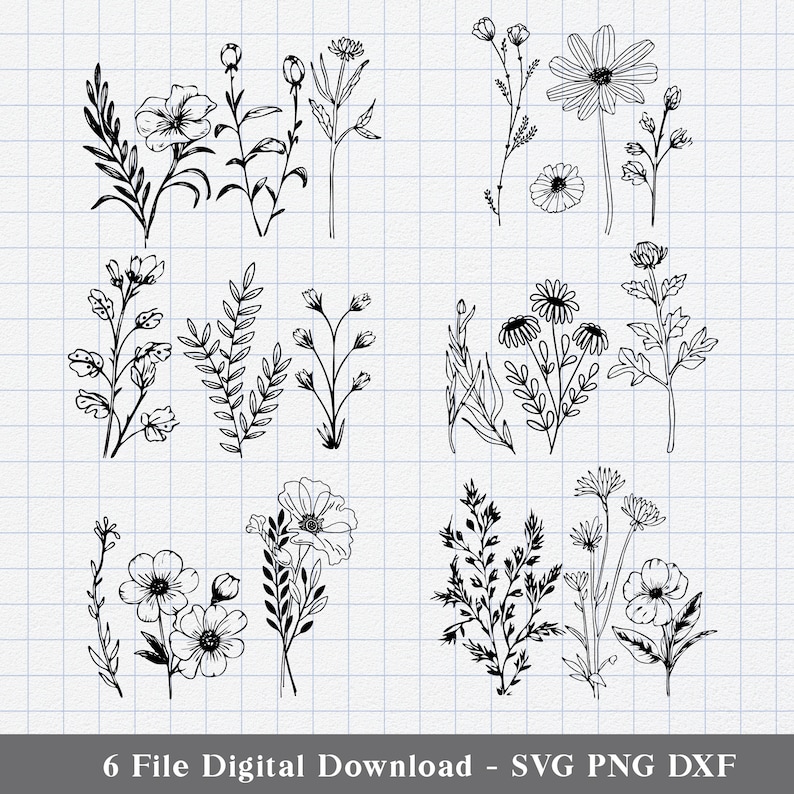Wildflowers Flowers Svg Daisies Poppies Geranium Cute Flowers Nature ...