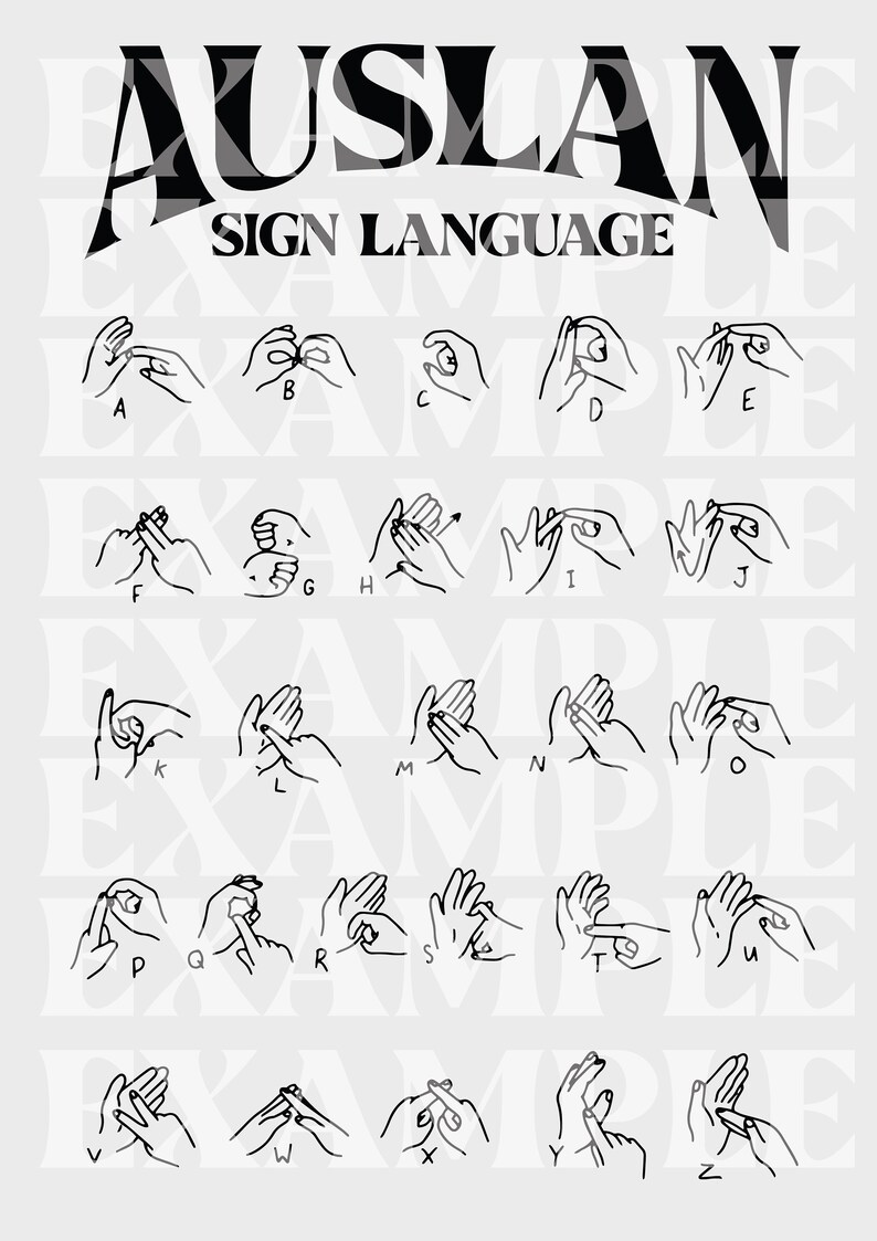 Auslan White Digital File Poster Wall Art | up to A2 Size | Wall Art ...