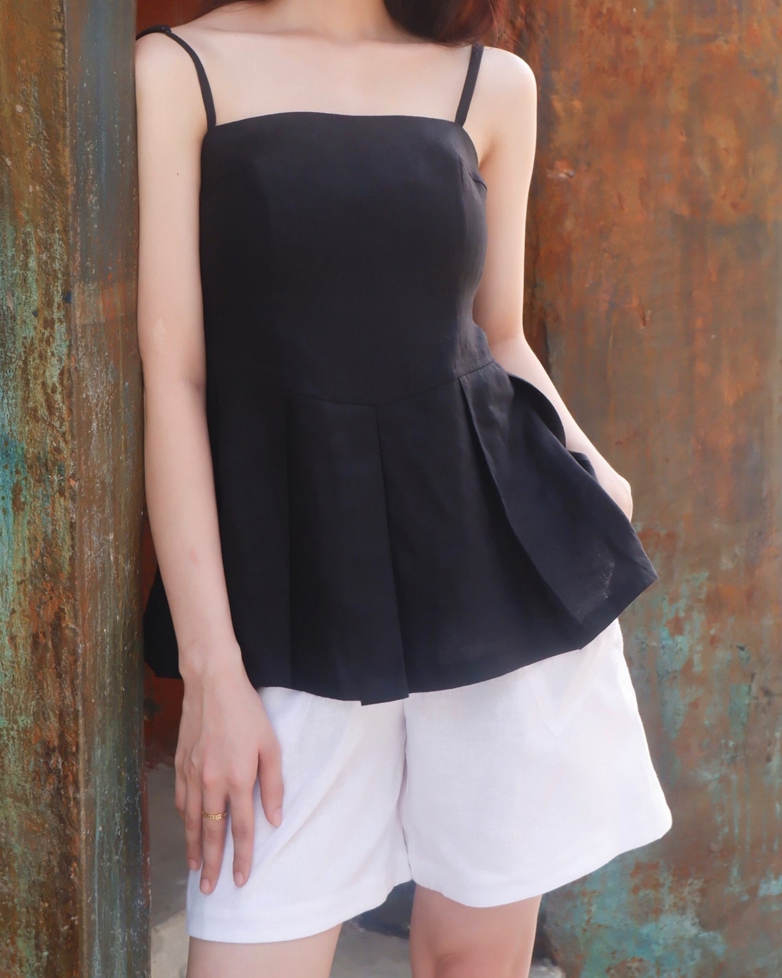 Linen Short for Women With Pockets 100% LINEN Linen Outfit Linen Top ...