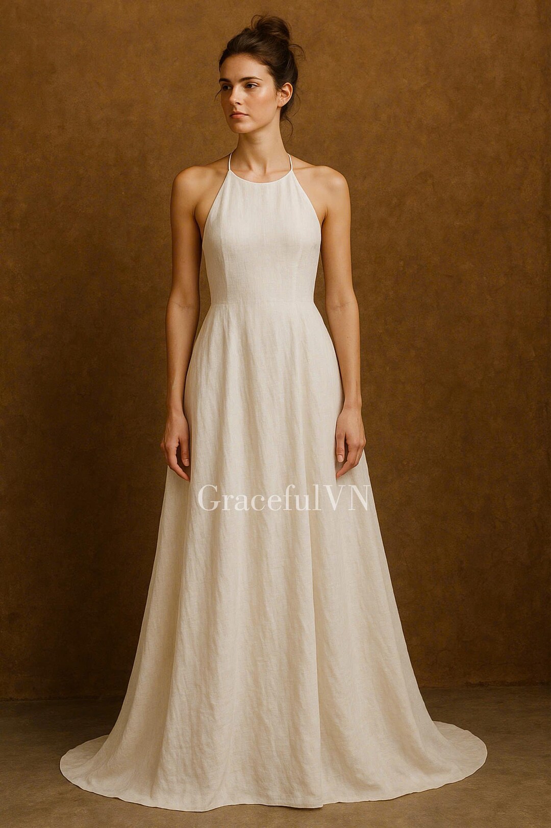 Linen Open Back Bridesmaid Beach Wedding Linen Dress Bridemaid Dress ...
