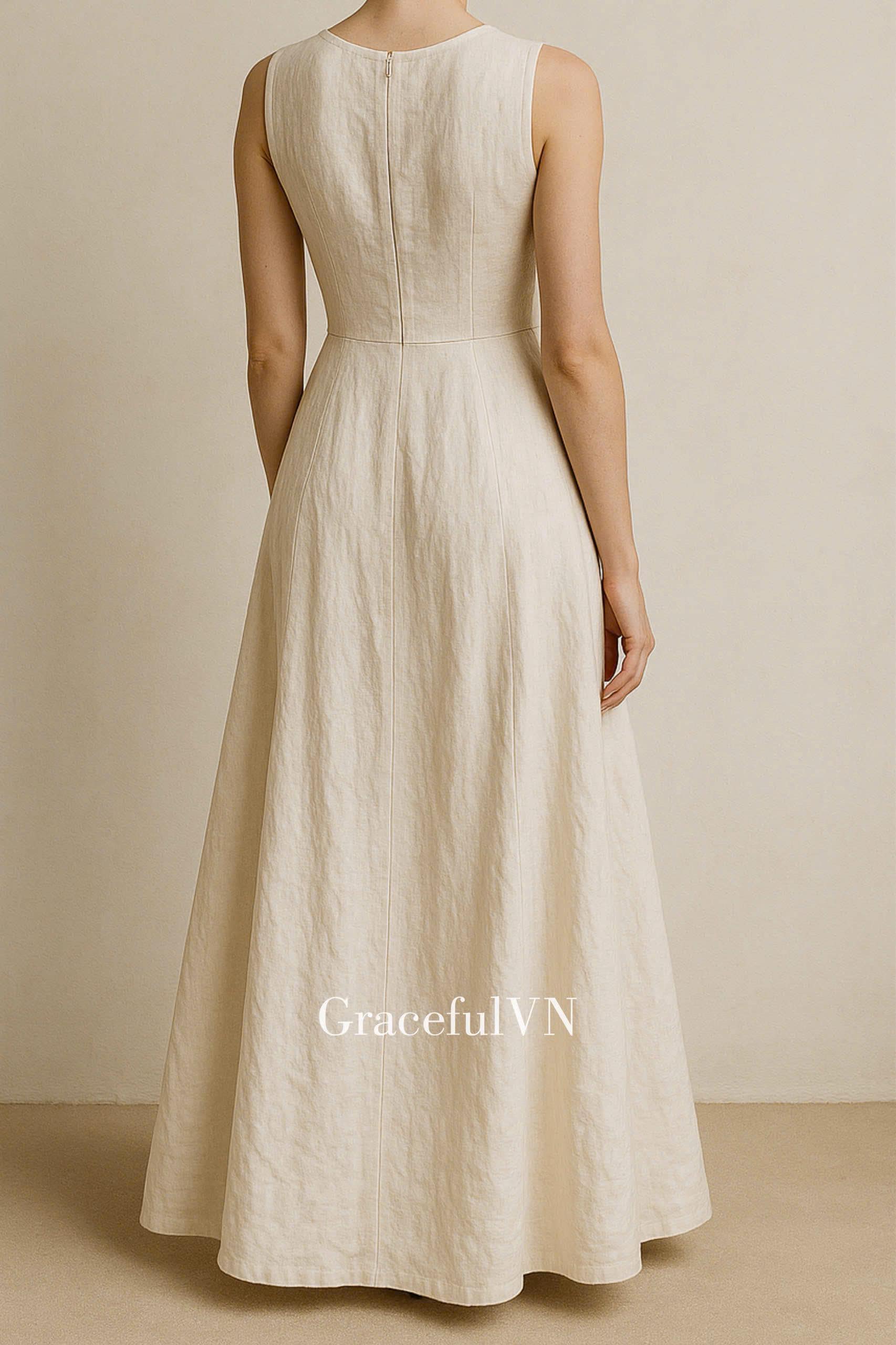 Elegant Linen Dress Vintage Dress Linen Dress With Pocket Wedding Dress ...