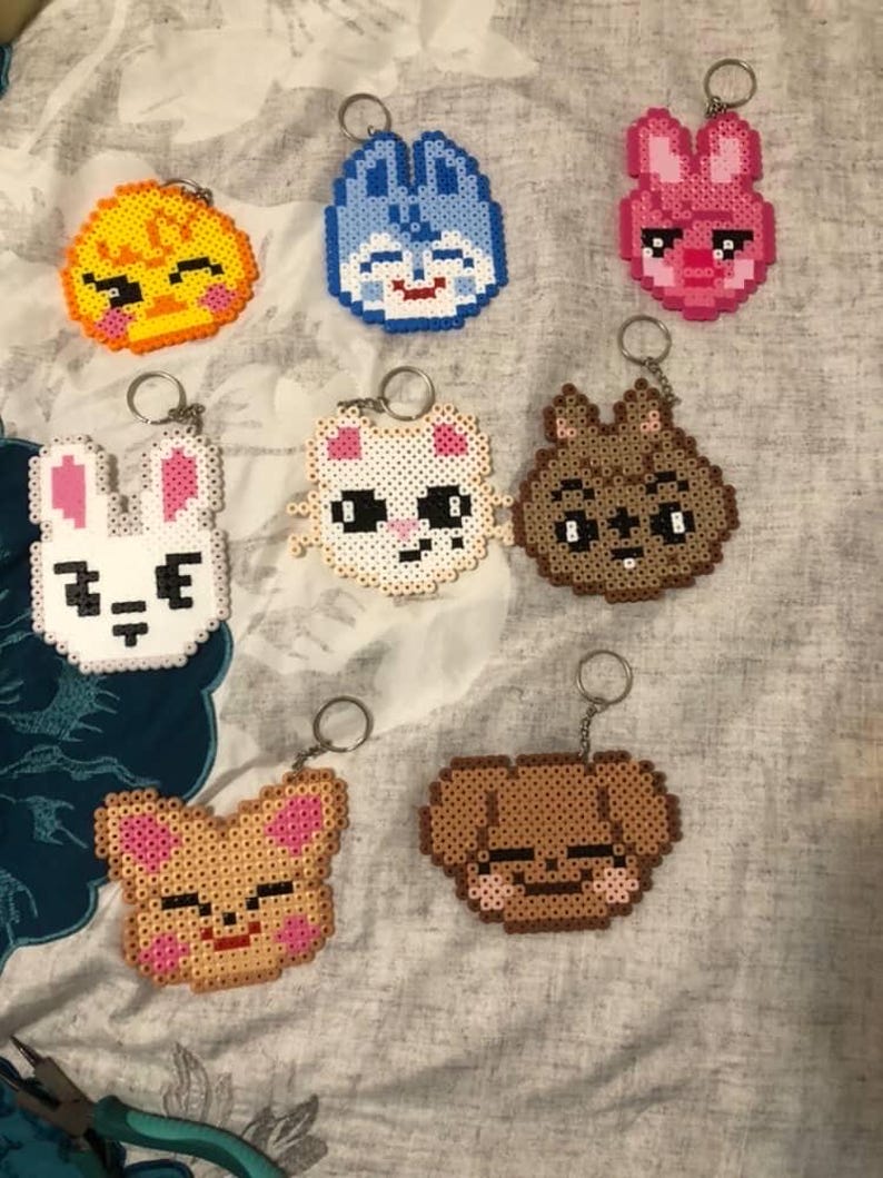 SKZOO Perler Bead Keychain: Stray Kids K-pop Fan Gift, Custom Name - Etsy