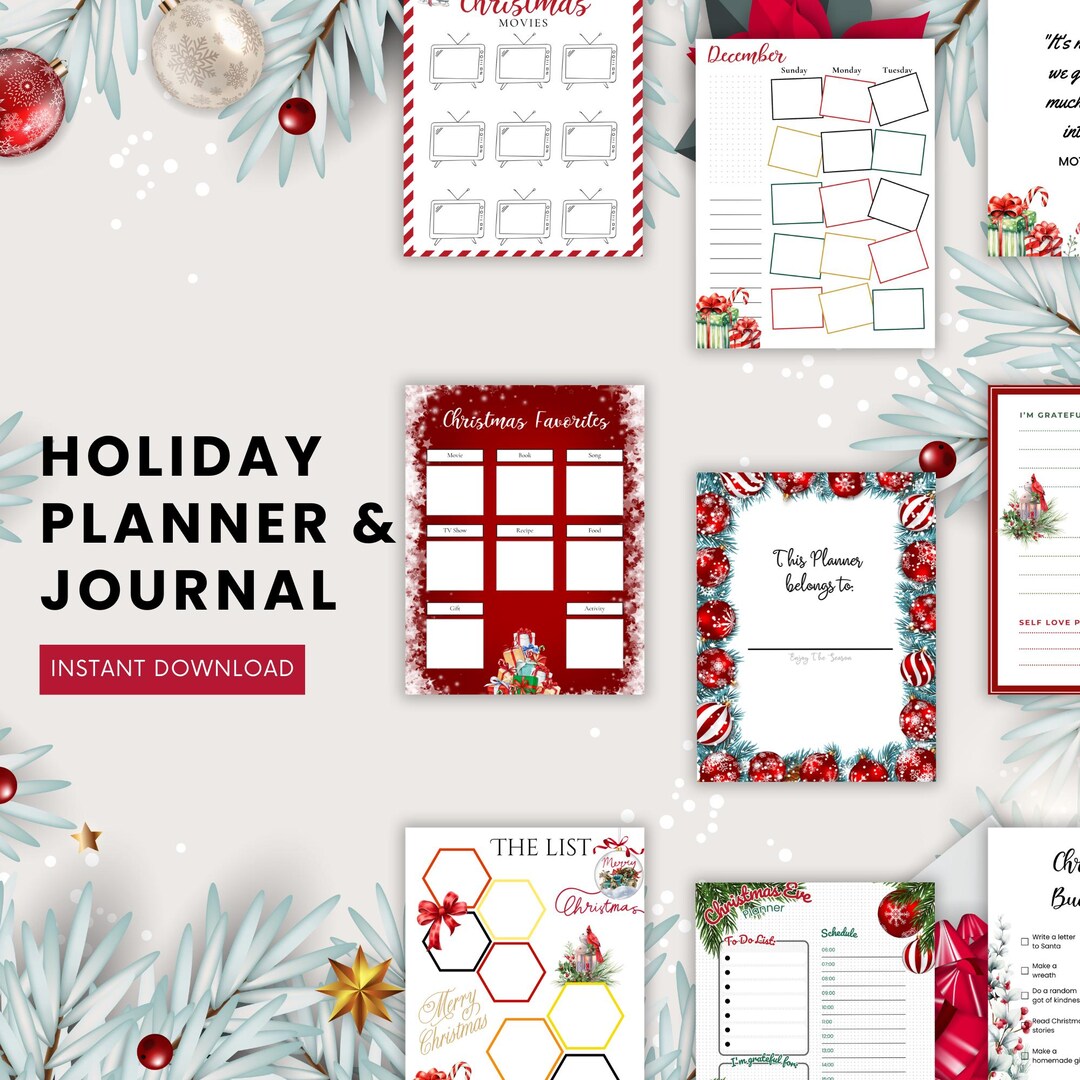Holiday Planner and Journal - Planner Inserts, Printable, Instant ...