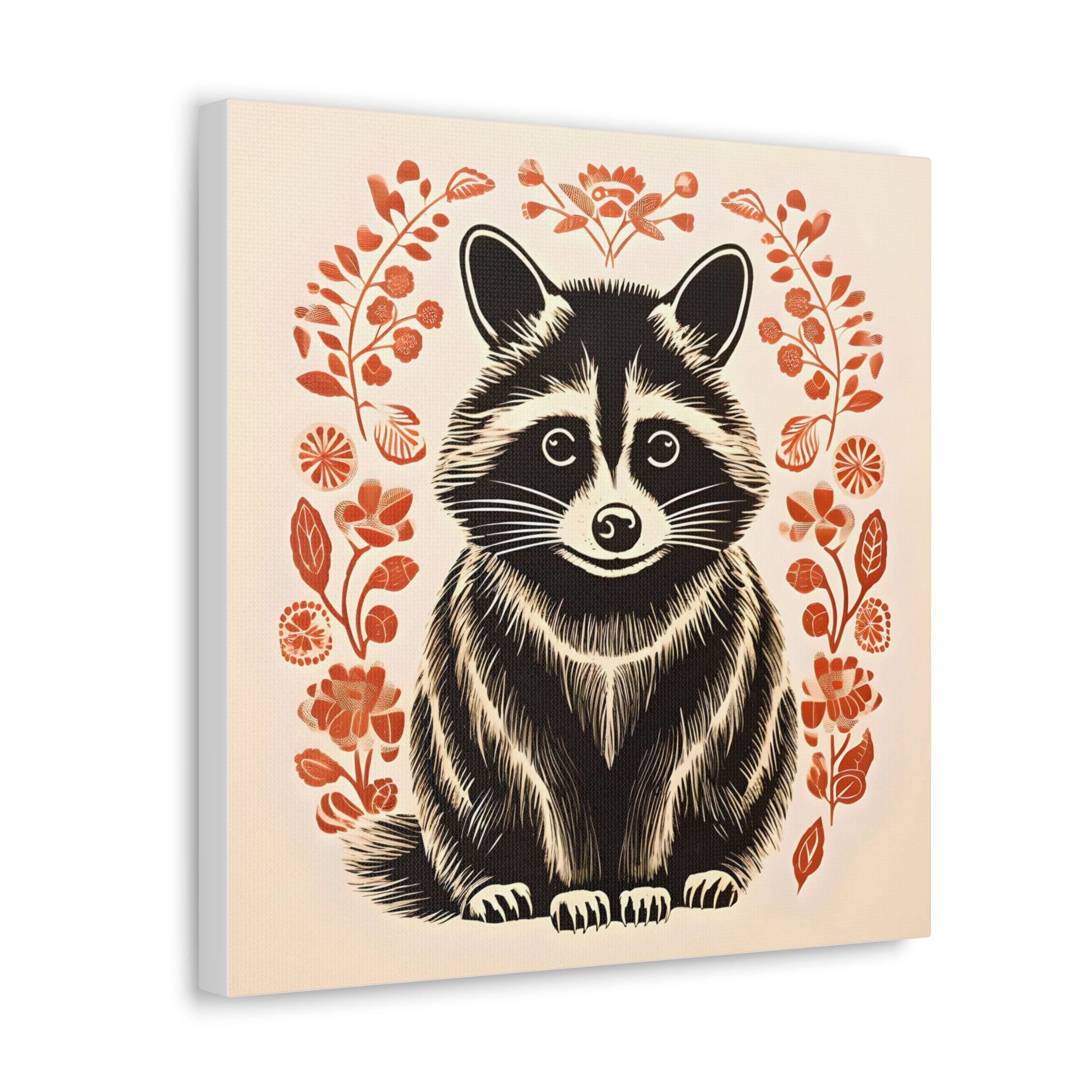 Canvas Raccoon Wall Art Modern Minimalist Raccoons Design Print Canvas ...